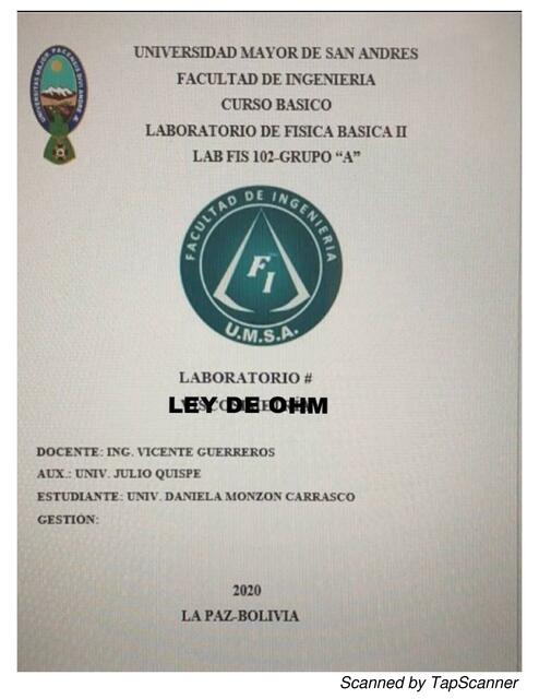 Ley de Ohm | Cristhofer Kevin Tancara Mamani | uDocz
