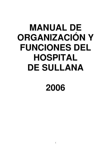Manual de organización y funciones del hospital de sullana | Brillit Yamile | uDocz