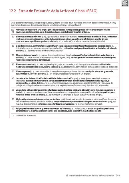 Escala de Evaluación de la Actividad Global (EEAG) | David Fire | uDocz