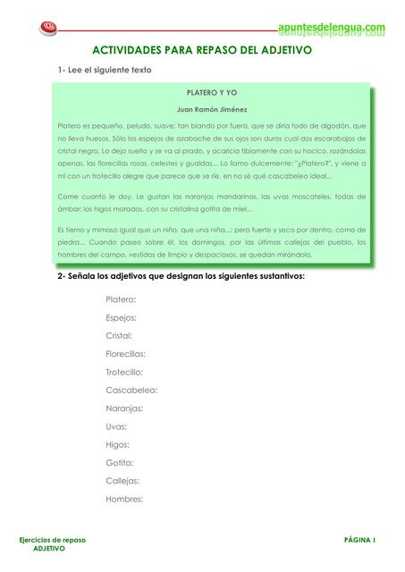 Práctica de adjetivos | NILBER MAMANI ALI | uDocz