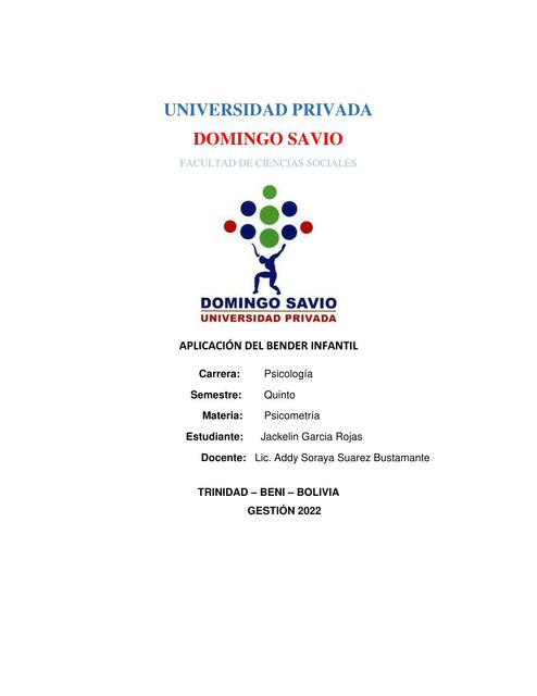 Aplicación del Bender Infantil | Manzanita Herbas | uDocz