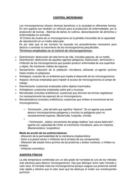 Control Microbiano | Enfermería | uDocz
