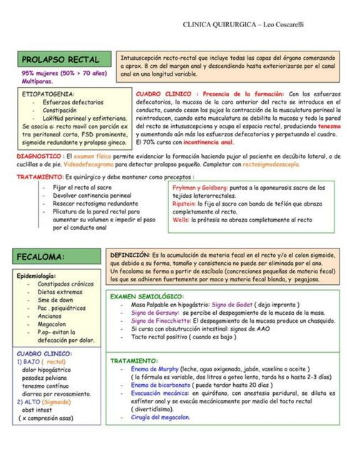 Prolapso rectal y fecaloma - Coscarelli | ValeES25 | uDocz