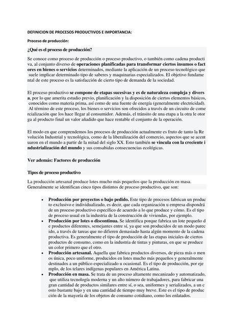 Definición de procesos productivos e importancia | ROBERTO CELI | uDocz