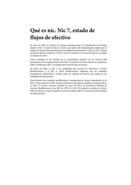 Qué es nic. Nic 7, estado de flujos de efectivo | Economía mundial | uDocz