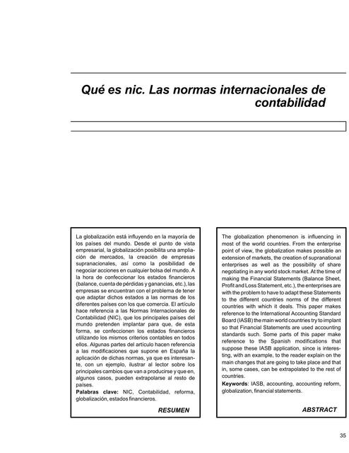 Qué es nic. Las normas internacionales de contabilidad | Economía ...