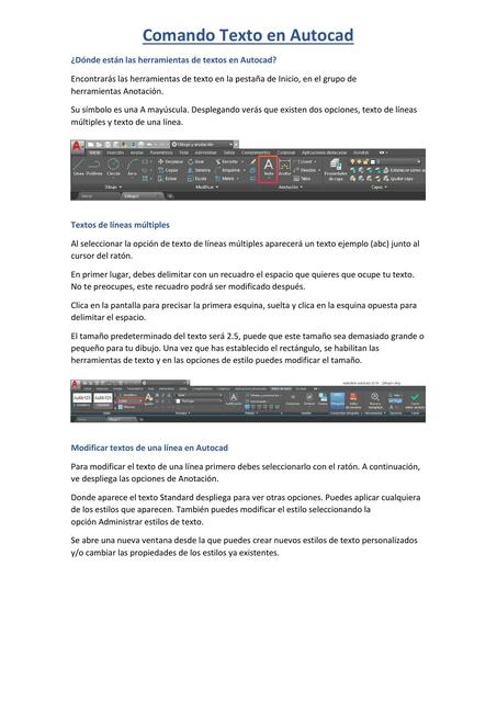Comando Texto en Autocad | antony | uDocz