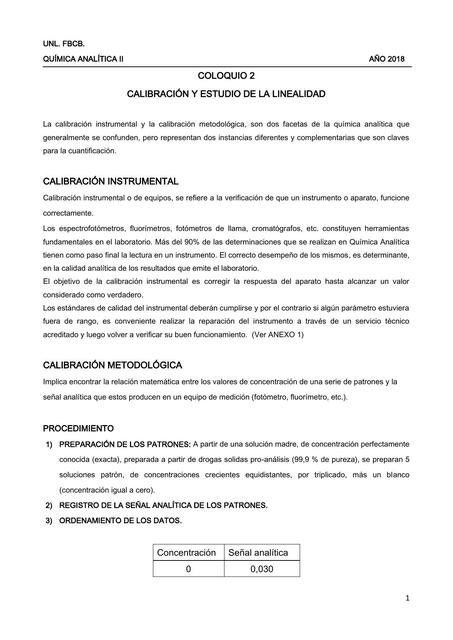 Calibración y Estudio de la Linealidad | Elias Calei | uDocz