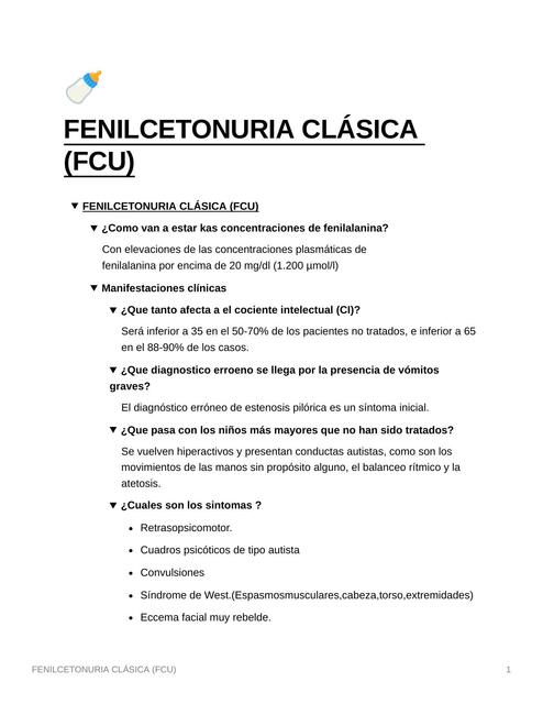 Fenilcetonuria clasica | Luis Esquivel Peña | uDocz
