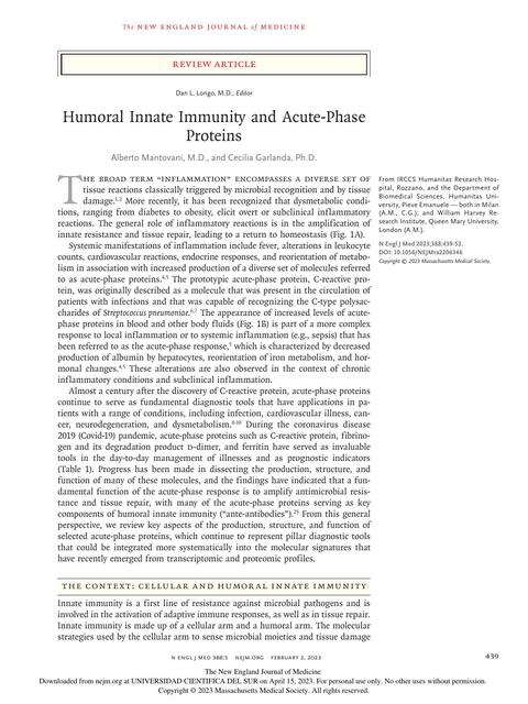 Respuesta innata inmune NEJM | Hillary chuan | uDocz
