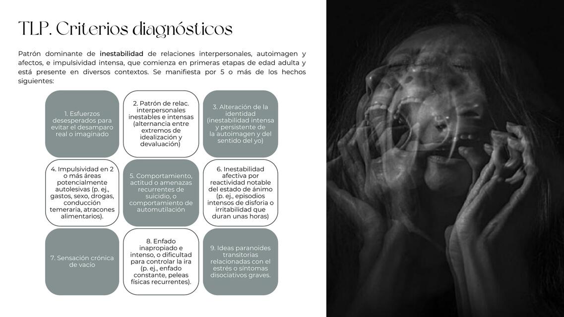 TLP. Criterios diagnósticos | Claudia Quispe | uDocz
