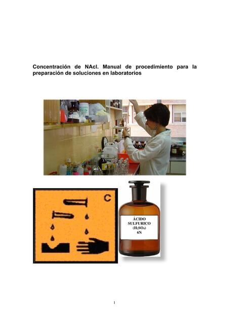 Concentración de NAcl. Manual de procedimiento para la preparación de ...