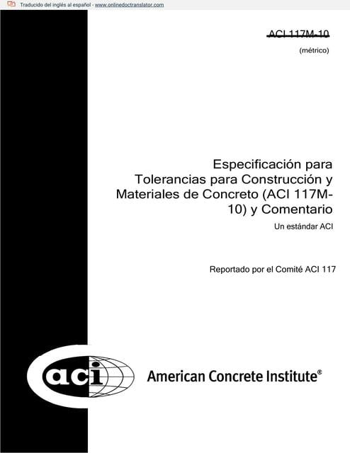 Especificación para Tolerancias para Construcción y Materiales de ...