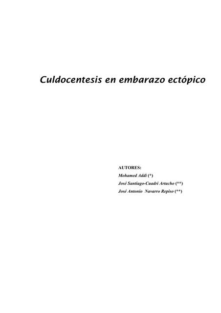 Culdocentesis en embarazo ectópico | Ginecología mujeres | uDocz