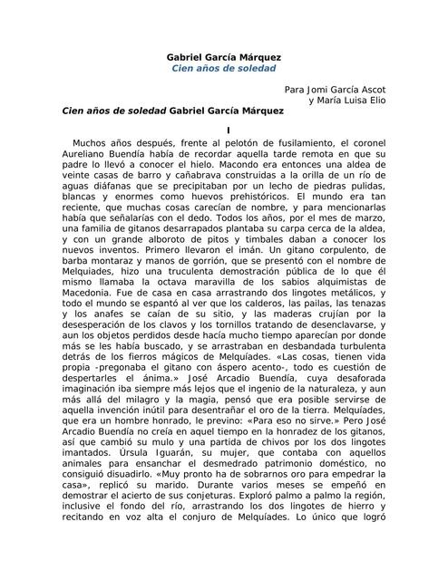 Cien años de soledad Gabriel Garcia Marquez | Agus Moyano | uDocz