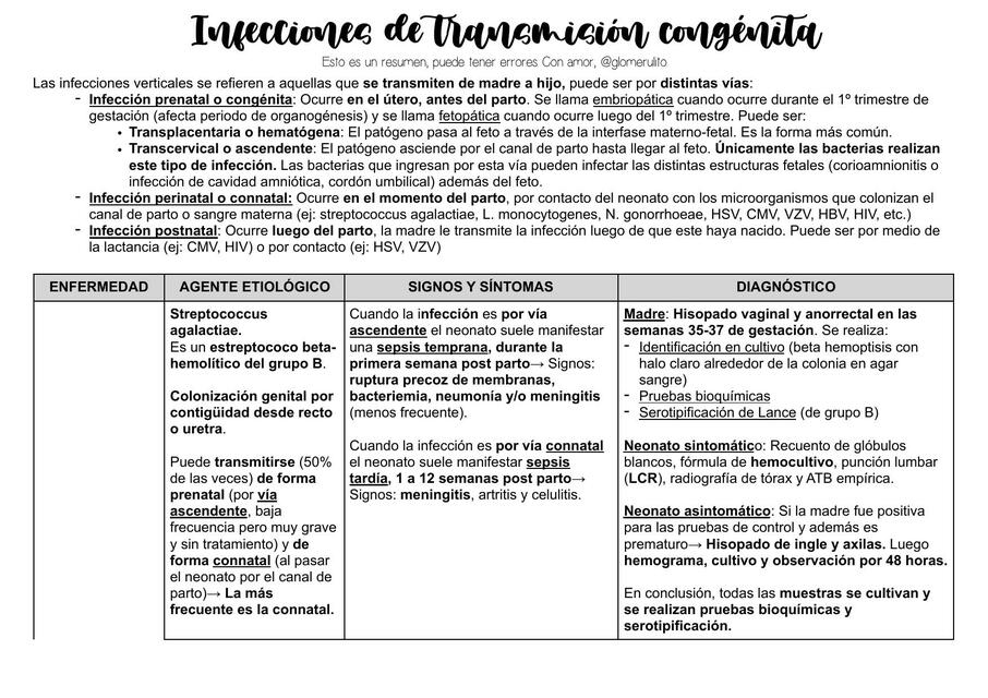 Infecciones de transmisión congénita | Jhampier | uDocz