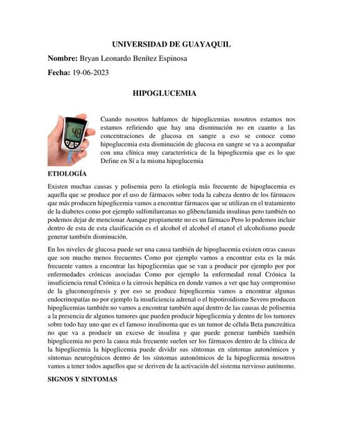 Hipoglucemia | Jessica Morejon | uDocz