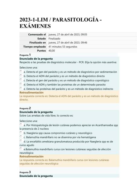 Parasitología Parcial | Amenra | uDocz