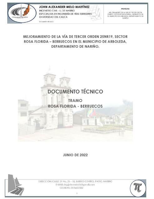 Documento Técnico tramo rosa florida berruecos | Andres Fernando ...