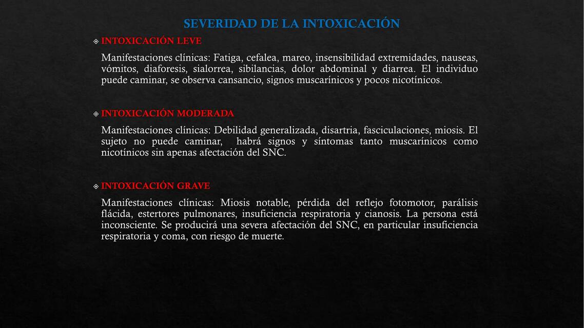 Severidad De La Intoxicación | nursing apuntes | uDocz