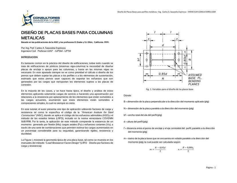 Diseño de Placas Bases para Columnas Metálicas | Eduardo Berrios | uDocz