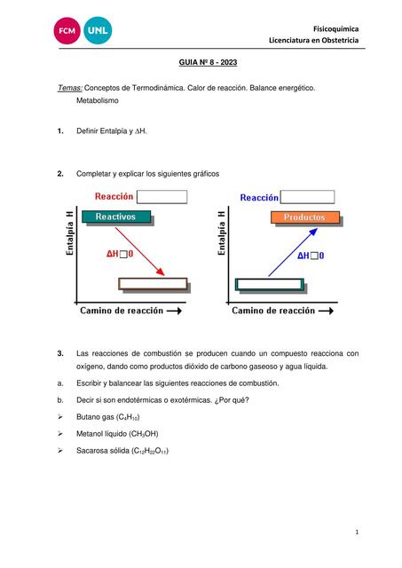 Conceptos de Termodinámica. Calor de Reacción. Balance Energético. Metabolismo | Viki Oviedo | uDocz