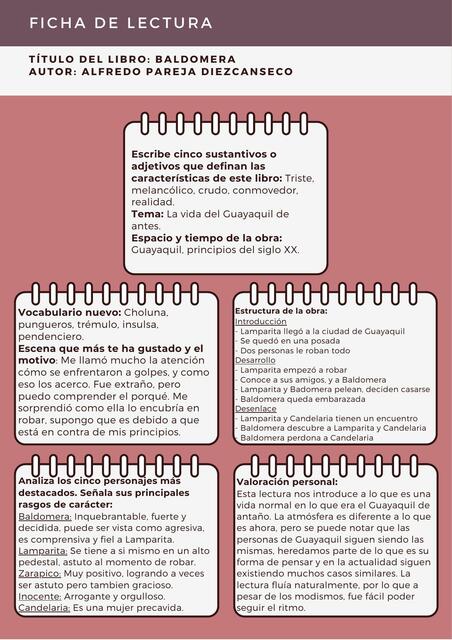 Ficha de Lectura: Baldomera | Dally | uDocz