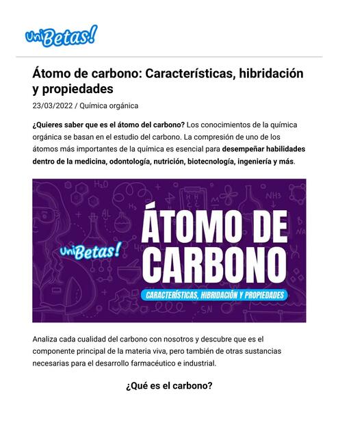 El Átomo de Carbono | Aprende Todo de Medicina | uDocz