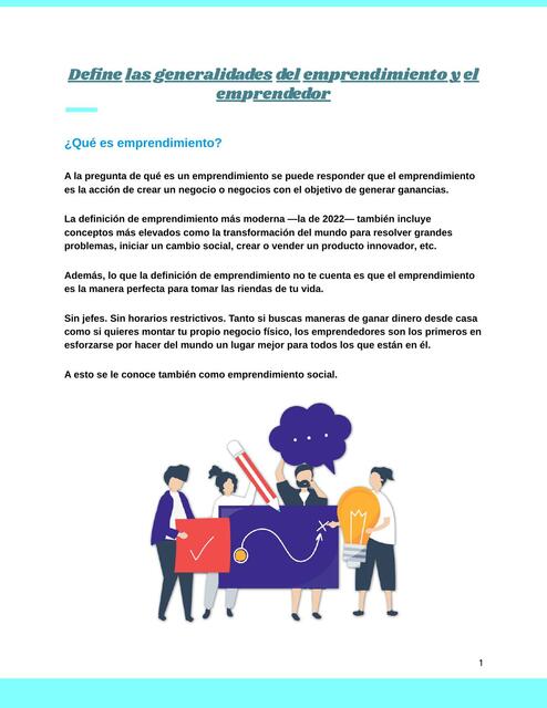 Generalidades del Emprendimiento y el Emprendedor | Paula Rodriguez | uDocz
