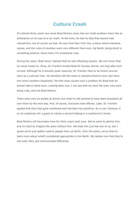 Reading B2 English/ Culture Crash | greyssnic | uDocz