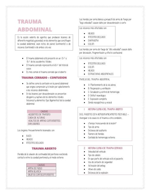 Trauma abdominal | JHULIANA VON SCHOETTLER QUINTEROS | uDocz