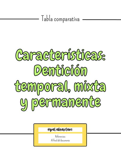Características de las Denticiones | Palabras Clave | uDocz