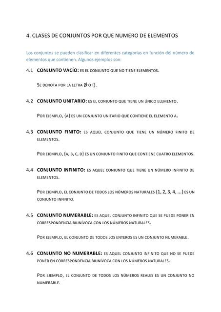 CLASES DE CONJUNTOS POR QUE NUMERO DE ELEMENTOS | roger | uDocz