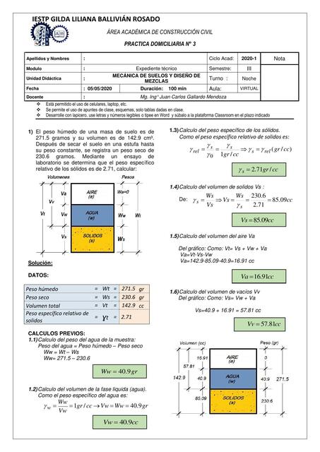 Relaciones volumétricas y gravimétricas | Juan Carlos Gallardo | uDocz