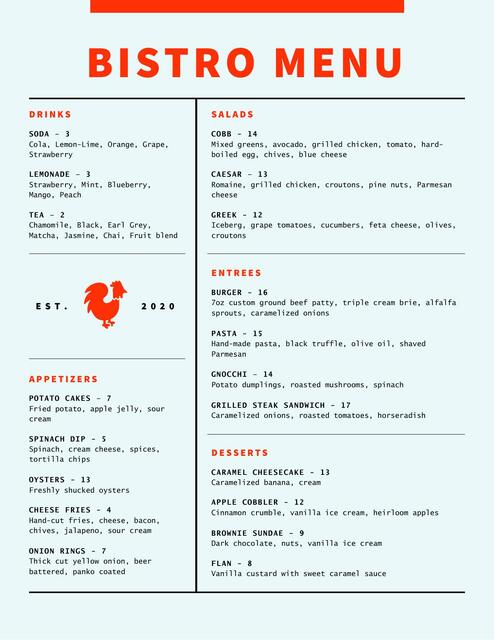 Bistro menu | holliiii | uDocz