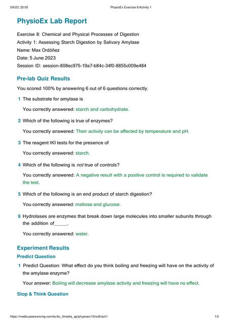 Physioex Exercise 8 Activity 1 Max Ordoñez Udocz