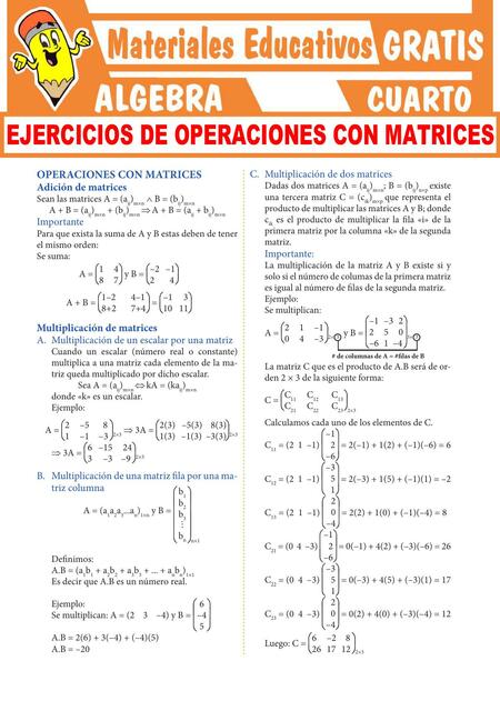 Ejercicios de Operaciones con Matrices | JOSE MONROY | uDocz