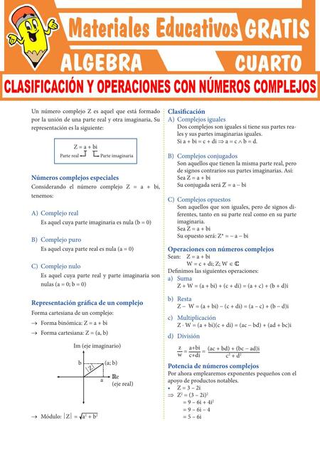 Clasificación y Operaciones con Números Complejos | JOSE MONROY | uDocz