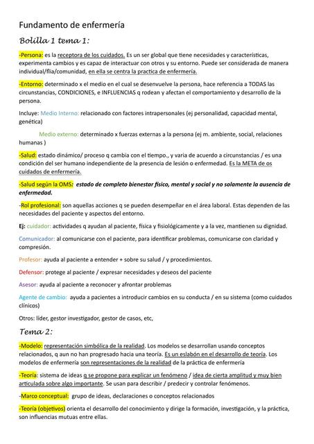 Fundamento de enfermería apunte 1 | Rocío Acevedo | uDocz