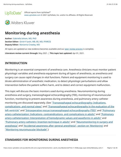 3 Monitoring during anesthesia UpToDate | uDocz