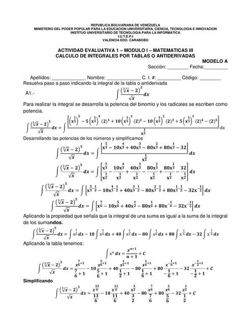 Calculo de integrales por tablas o antiderivadas | Simon | uDocz