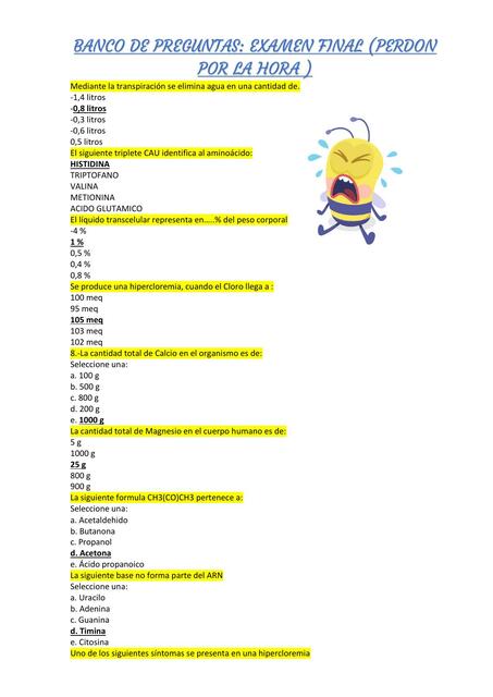 Banco de Preguntas: Examen Final | Juliana Lizett Collmo Choque | uDocz