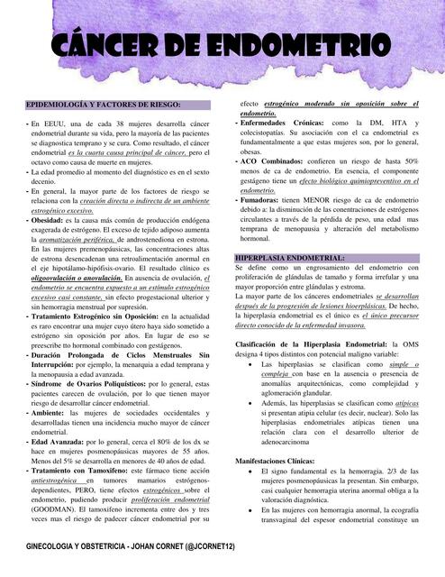 Cáncer de Endometrio | JOHAN JOSE CORNET SIBADA | uDocz