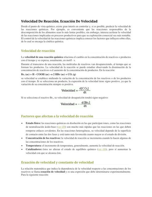 Velocidad De Reacción | Aprende Todo de Medicina | uDocz