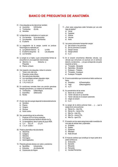 Banco de Preguntas de Anatomía | Cristian Márquez | uDocz