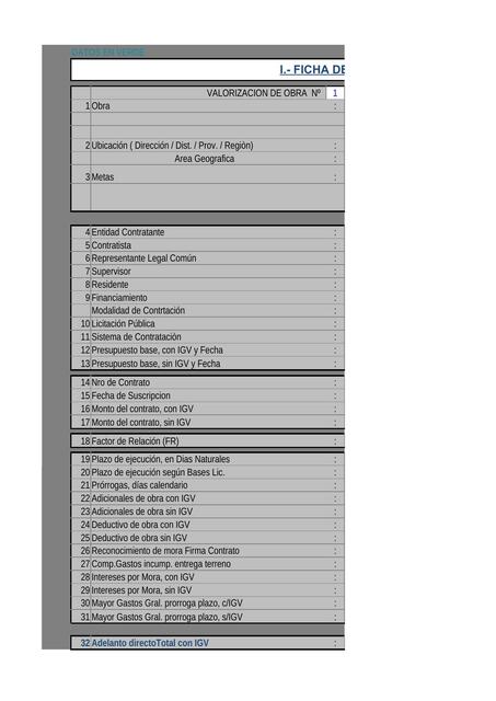 Plantilla de excel de modelo de valorización de obra | Mundo de ... Plantilla de excel de modelo de valorización de obra | Mundo de ...