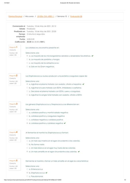 Evaluación S8 MICROBIOLOGIA | Tiroxina Med 🩺 | uDocz