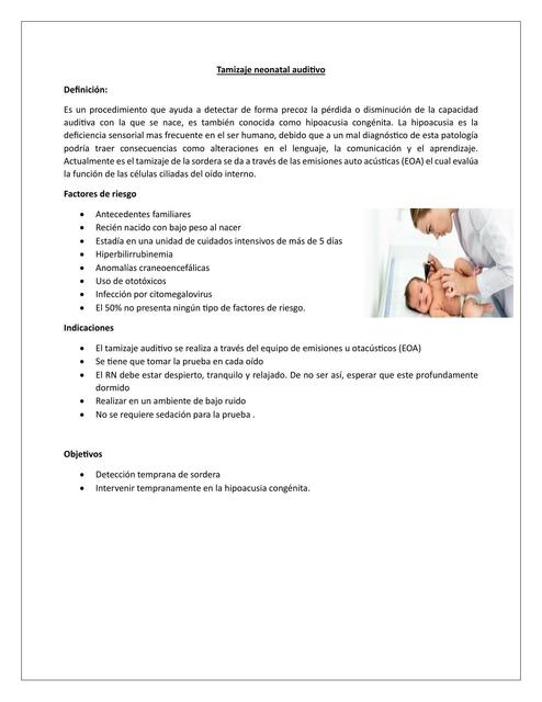 Tamizaje Neonatal Auditivo | Marianela Castillo | uDocz Tamizaje Neonatal Auditivo | Marianela Castillo | uDocz