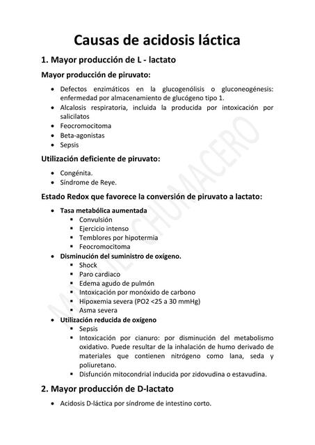 Causas de acidosis láctica | manuel chumacero | uDocz