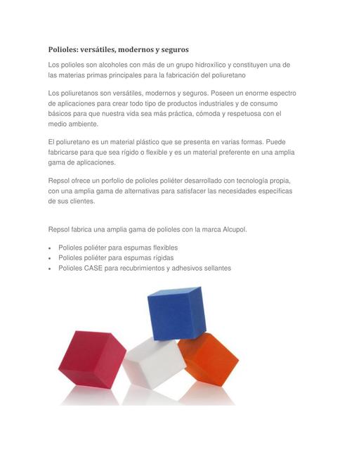 Polioles: versátiles, modernos y seguros | Aprende Todo de Medicina | uDocz